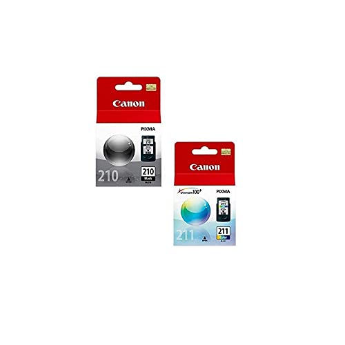 Canon Cartridge Combo PG-210 Black / CL-211 OEM Color for PIXMA MP240 MP250 MP270 MX320 MX330 MX340 IP2700 IP2702 Ink Cartridge Set (1 Black, 1 Color)