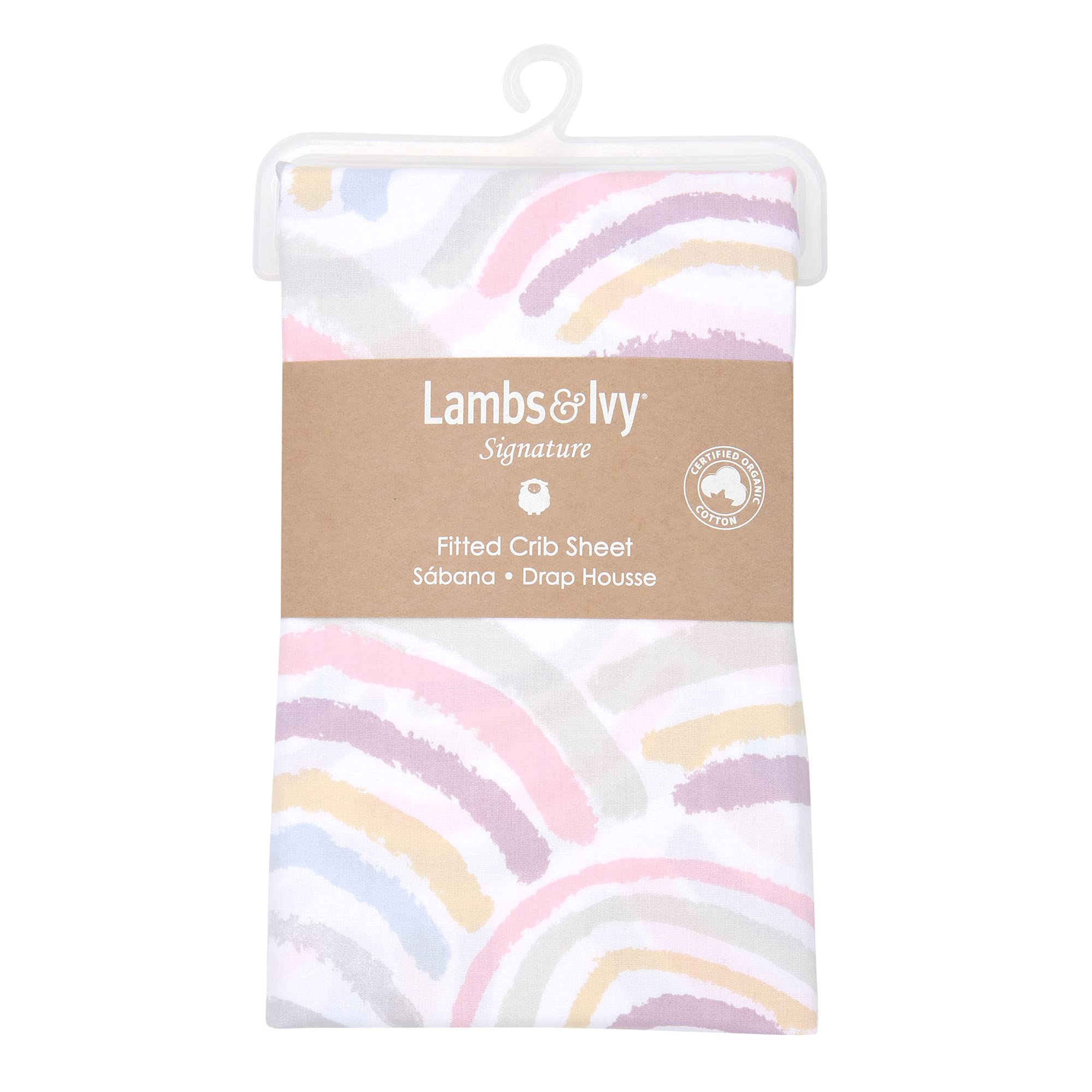 Lambs & Ivy Signature Rainbow 100% Organic Cotton Breathable Fitted Crib Sheet