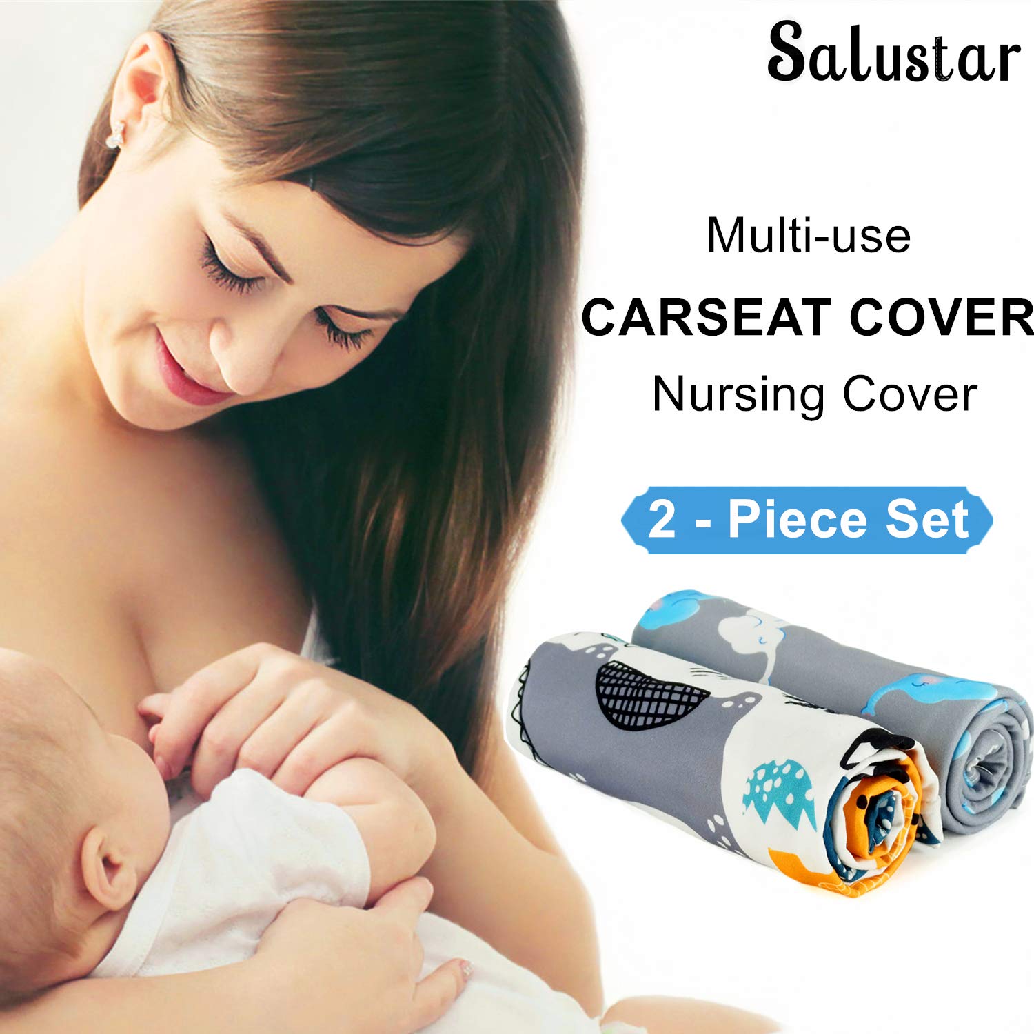 Car seat Covers for Baby Boys and Girls,2-Piece Set of Nursing Covers by Salustar