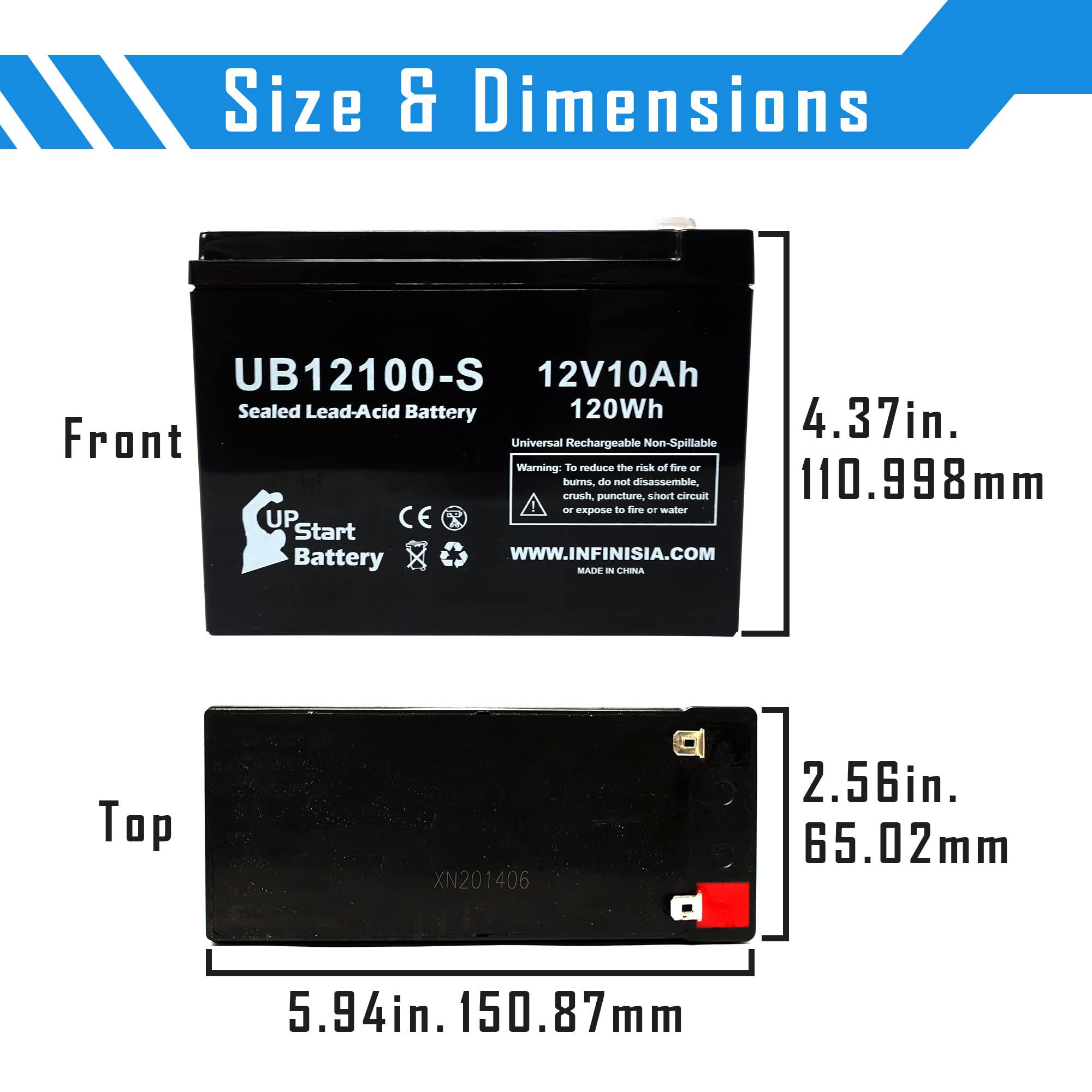 3 Pack Replacement for Neuton Mowers CE6 Battery - Replacement UB12100-S Universal Sealed Lead Acid Battery (12V, 10Ah, 10000mAh, F2 Terminal, AGM, SLA)