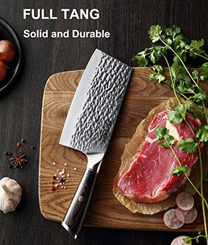 BECOKAY Cleaver Knife - 7 Inch Meat Cleaver, German High Carbon Stainless Steel Butcher Knife with Ergonomic Handle for Home Kitchen and Restaurant, Ultra Sharp Chopper Knife