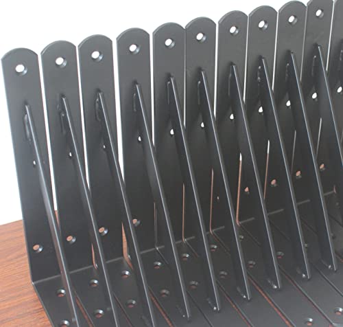 16 Pack L8" x H 6" Black Heavy Duty Shelf Brackets with Screws Metal Shelf Brackets Shelf Support Angle Brackets for Shelves L Brackets Heavy Duty Floating Shelf Brackets