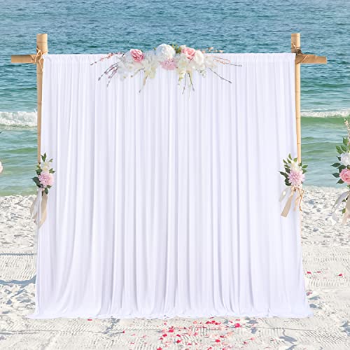 10ft x 10ft White Backdrop Curtains Panels for Party Wrinkle Free Fabric Backdrop Drapes Decorations Cloth for Wedding Baby Shower Photography Engagement Bridal Shower Gender Reveal Background Curtain