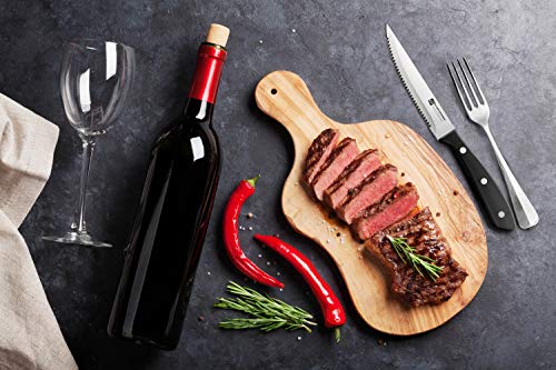 Premium 8-Piece German High Carbon Stainless Steel Serrated Steak Knife Set, Full Tang Steak Knives