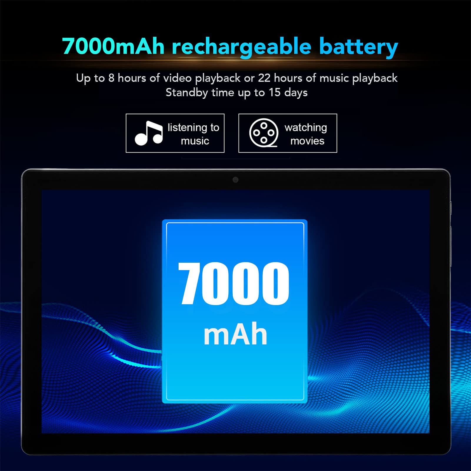 10.1in Tablet, 5GWIFI Support Front 8MP Rear 16MP 5.0 Tablet HD 100‑240V for School (Purple)