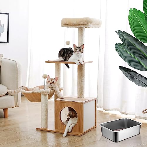 3 Pack Stainless Steel Cat Litter Box, Rust Proof Large Metal Cat Box with High Sides Nonstick Litter Pan Safe and Hard for Kitten and Bunny, Easy to Clean (15.7 x 11.8 x 5.9 Inches)