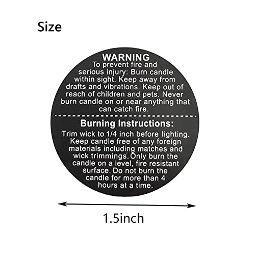 1000 PCS Candle Warning Labels, 1.5inch Round Candle Safety Labels Sticker for Candle Making DIY Candle Jars (Black)