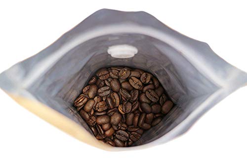 250g 8oz 1/2lb Kraft Paper Stand up Zipper Pouches Coffee Bags Coffee Pouches with Valve (Pack of 50)