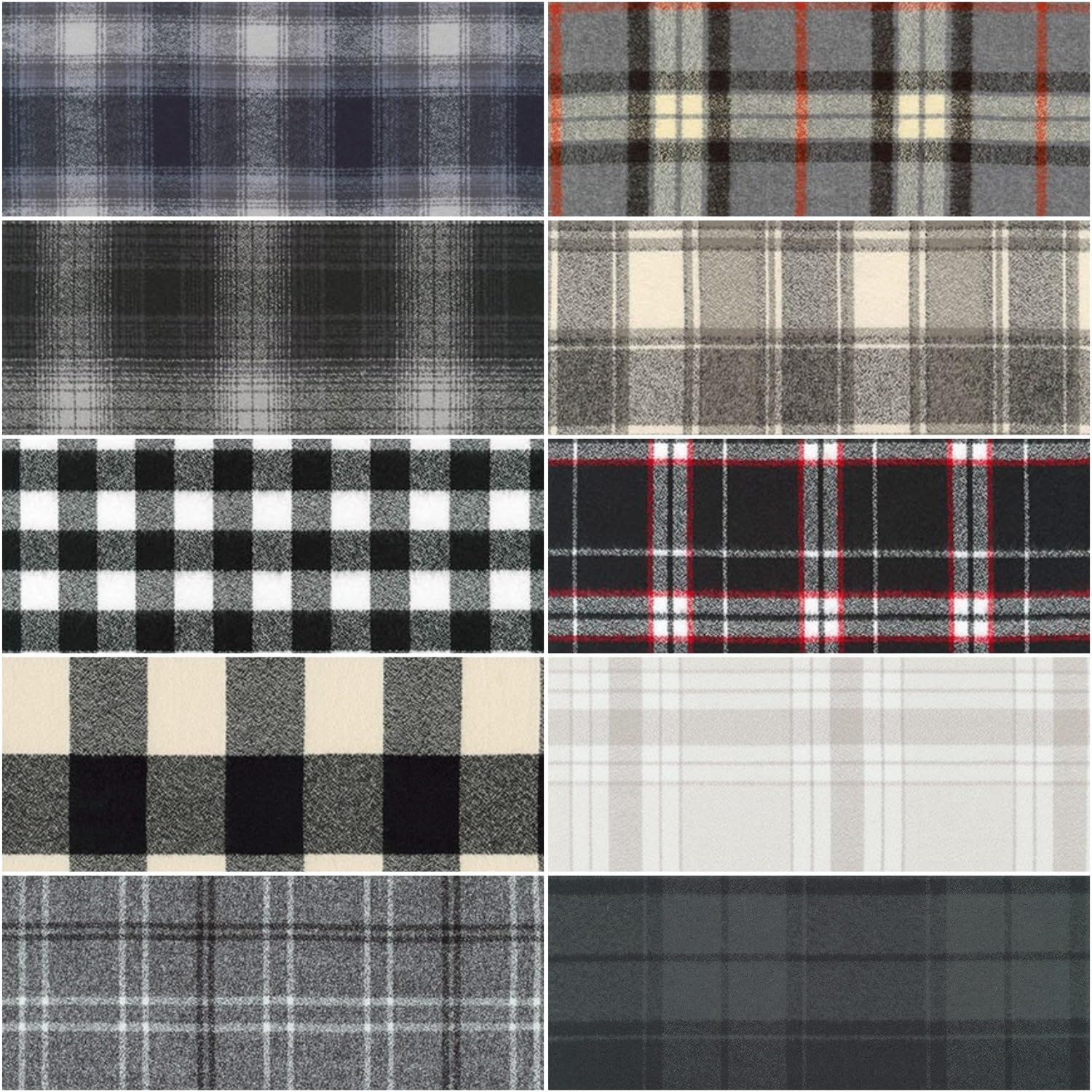 10" Squares - Mammoth Flannel Shadows & Light Colorstory Plaids Checks Blacks Grays Ten-Square Layer Cake Fabric Bundle Quilter's Cotton Flannel Precuts (TEN-1180-42) M531.38