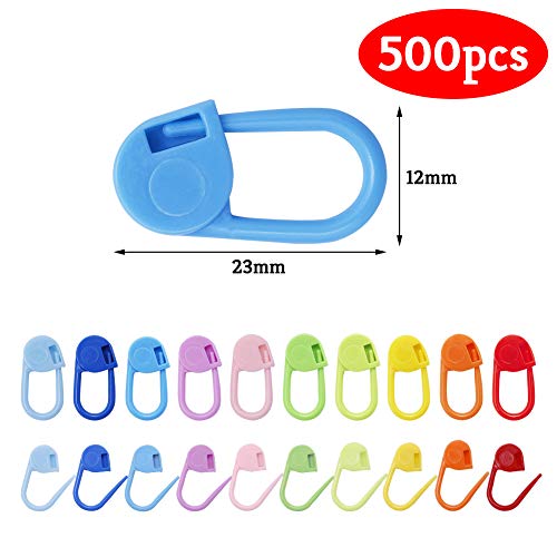 500 Pieces Colorful Knitting Markers Crochet Clips, Knitting Crochet Stitch Markers, Stitch Counter Needle Clips for Knitting DIY Craft Plastic Safety Pins
