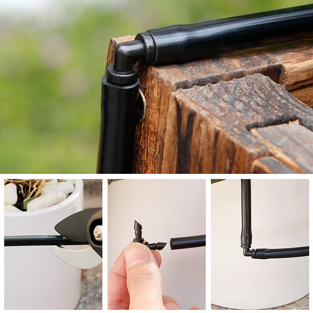 281 Pieces Irrigation Fittings Kit,Drip Irrigation Barbed Connectors for 1/4 Inch Garden Water Hose Connectors,100 Straight Barbs+40 Tees+60 Elbows+ 50 End Plug+ 30 4-Way Coupling+1Punch Tool