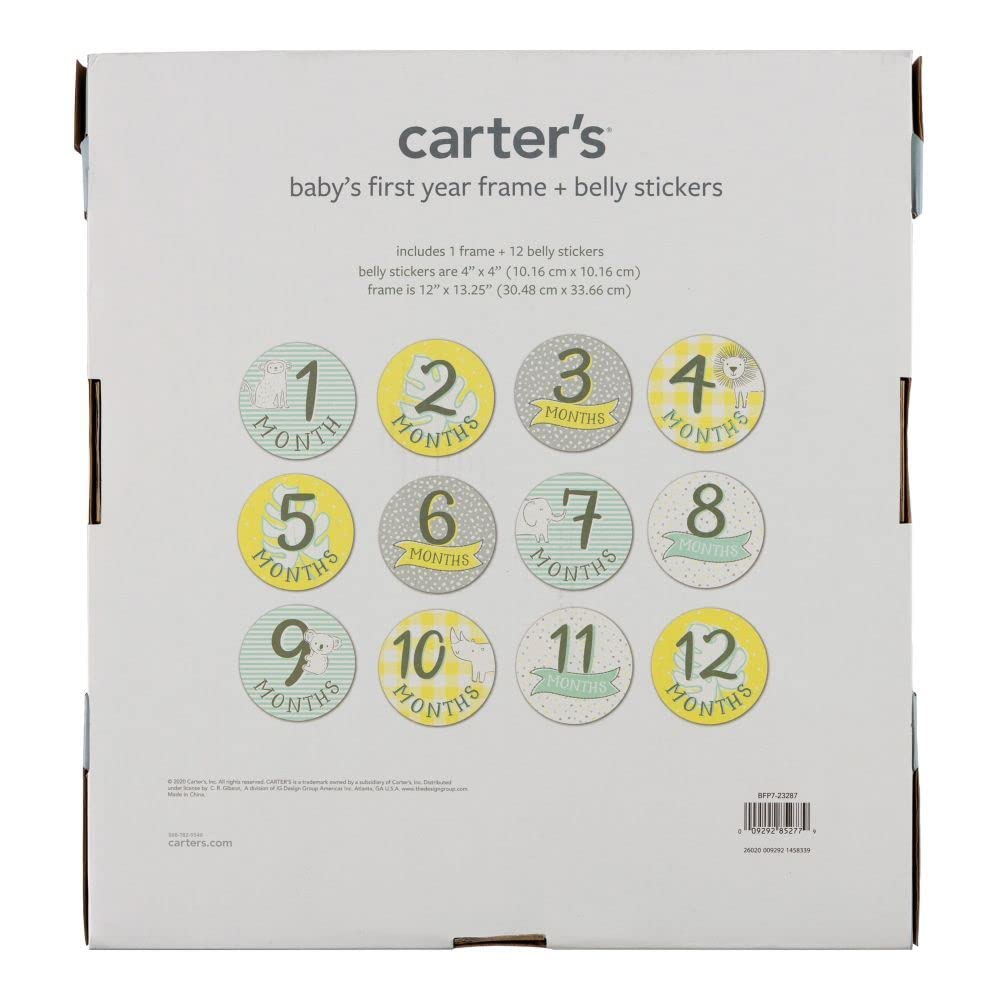 Carter's BFP7-23287 Gender Neutral Baby's First Year Picture Frame and Baby Month Stickers, 12'' W x 13.2'' H, 13pcs