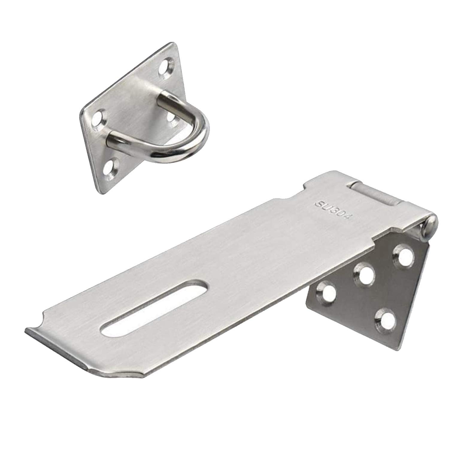 2 Pack Padlock Hasp Door Locks Hasp Latch,5 inch Heavy Duty 304 Stainless Steel Security Hasps for Padlock, 2 mm Extra Thick Door Gate Bolt Lock with 18 Mounting Screws