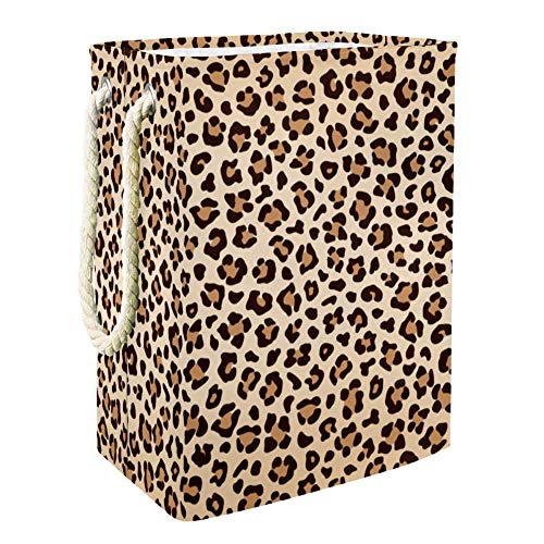 AISSO Large Laundry Hamper Basket Waterproof Dirty Cloth Storage Bins with Handle for Bedroom Laundry Room Bathroom Cheetah Leopard Skin Print