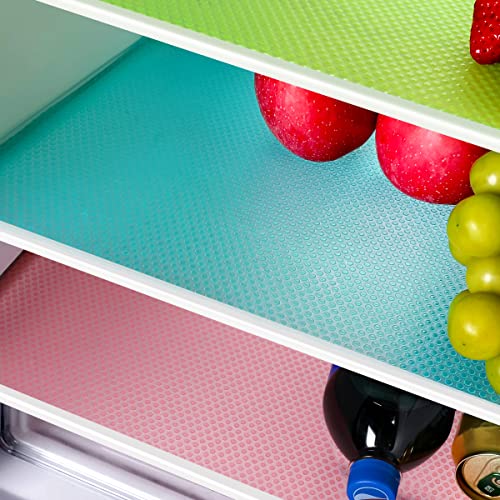 16 Pcs Refrigerator Liners Mats for Shelves EVA Fridge Mats Liners Washable Fridge Covers Pads Liners for Glass Shelf Cupboard Cabinet Drawer Table Placemats Refrigerator Accessories (5 Color Mixed)