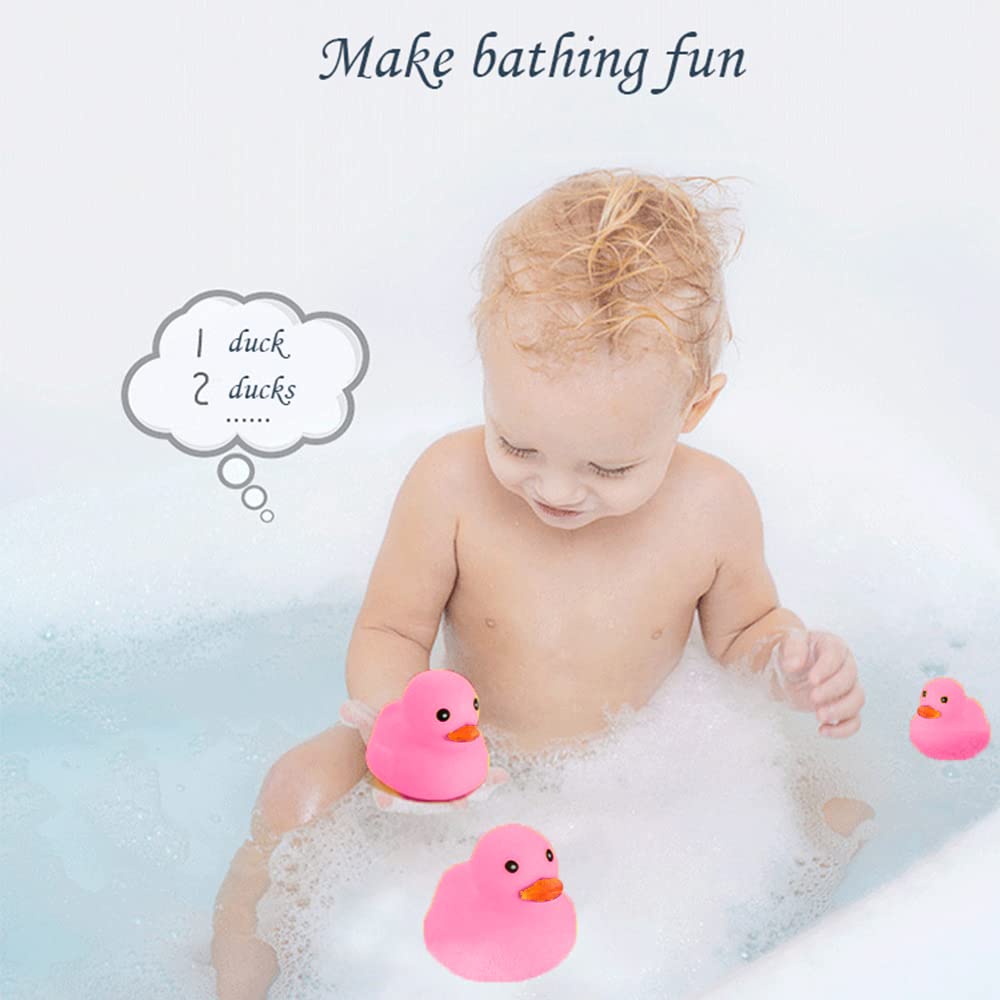 16PCS Pink Rubber Duck Kids Bath Duck Toys ,Squeak Rubber Ducks in Bulk Valentine's Day Rubber Ducks Baby Shower Duck Decorations Party Favors (2.2ββ)