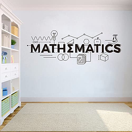 17x44 inch Children Room Mathematics Sign Wall Stickers Math Education Vinyl Decals School Classroom Decoration Motivational Poster Wall Murals HQ951 (Black)