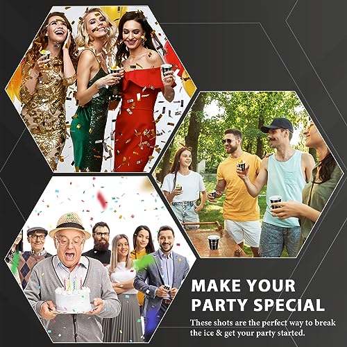 100 Pcs 2 oz Black Birthday Cups Plastic Stadium Cups Cheers to 30 40 50 60 Years Party Decorations Disposable Shot Cups for Men Women Anniversary Drinking Supplies(50 Years)