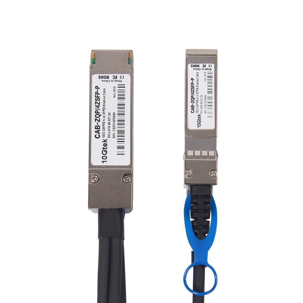 10Gtek 100G QSFP28 to 4X 25G SFP28 Breakout DAC Passive Direct Attach Copper Twinax Cable for Cisco QSFP-4SFP25G-CU3M, Ubiquiti, Arista, Supermicro and More, 3-Meter(10ft)