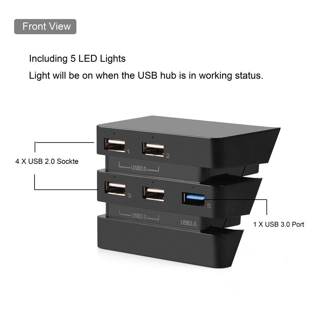 Socobeta Portable 5Port USB Hub Controller Adapter for PS4 Pro Console