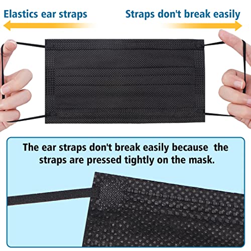 50PCS Face Masks, Masks Disposable, 3 Layer Protection Black Disposable Face Masks for Adult, Teenager, elderly
