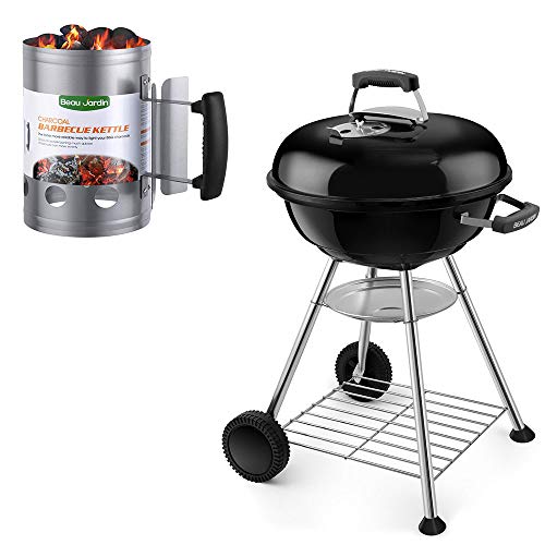 18 Inch Charcoal Grill Bundle Charcoal Chimney Starter for Outdoor Camping Cooking Grill Kit