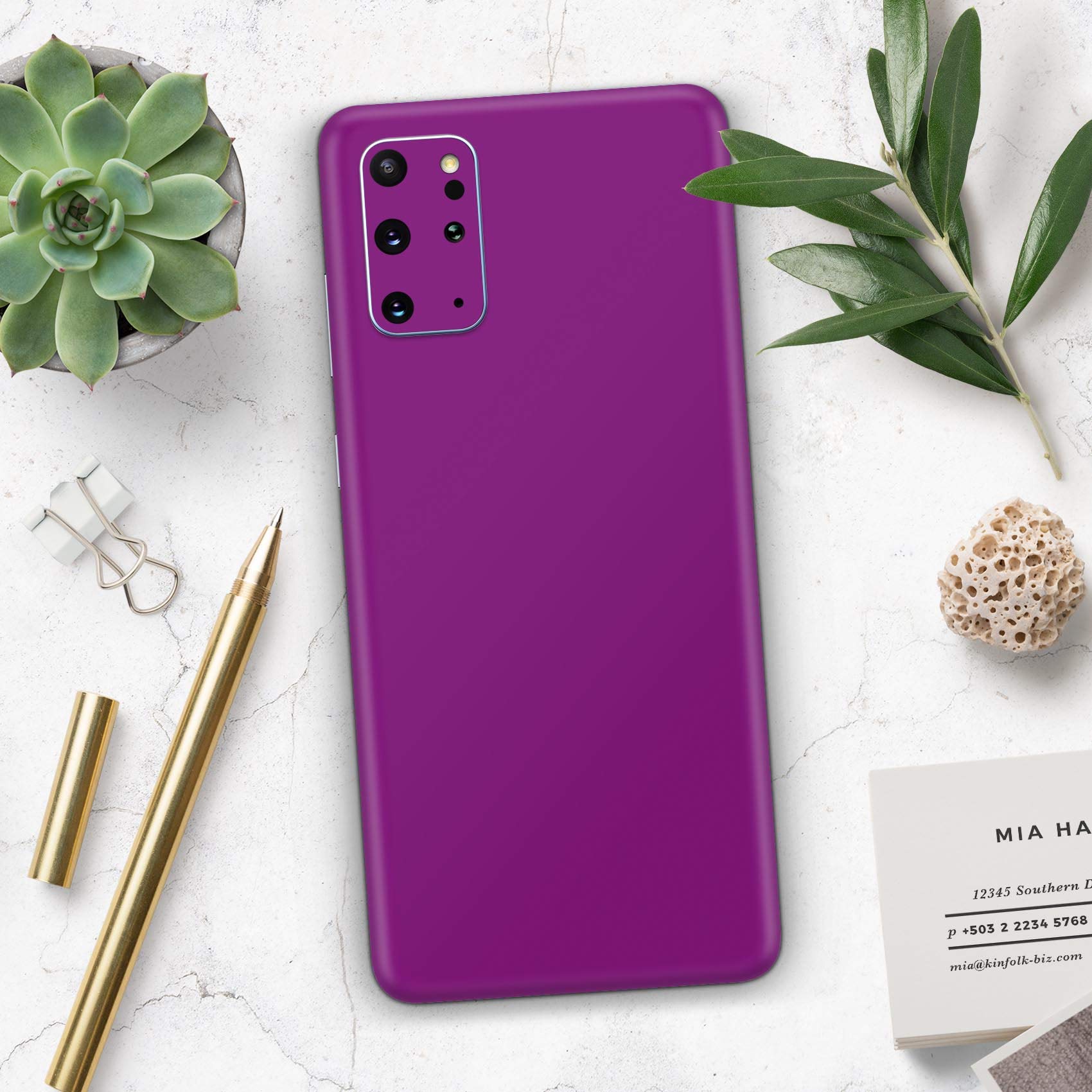 DesignSkinz Solid Dark Purple Protective Vinyl Decal Wrap Skin Cover Compatible with The Samsung Galaxy S20 (Screen Trim & Back Glass Skin)