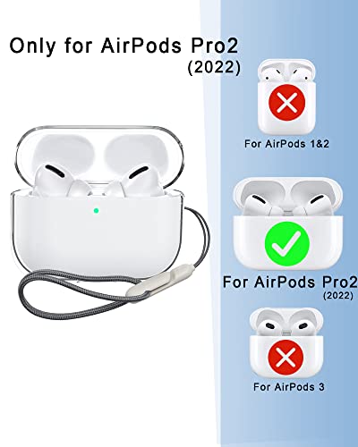 12in1 Clear AirPod Pro 2 Case Transparent Soft TPU Protective Cover Skin Accessories Set Kit, Crystal Case for Apple AirPod Pro 2nd Generation Clear Case Transparent w/Hand Strap New 2022