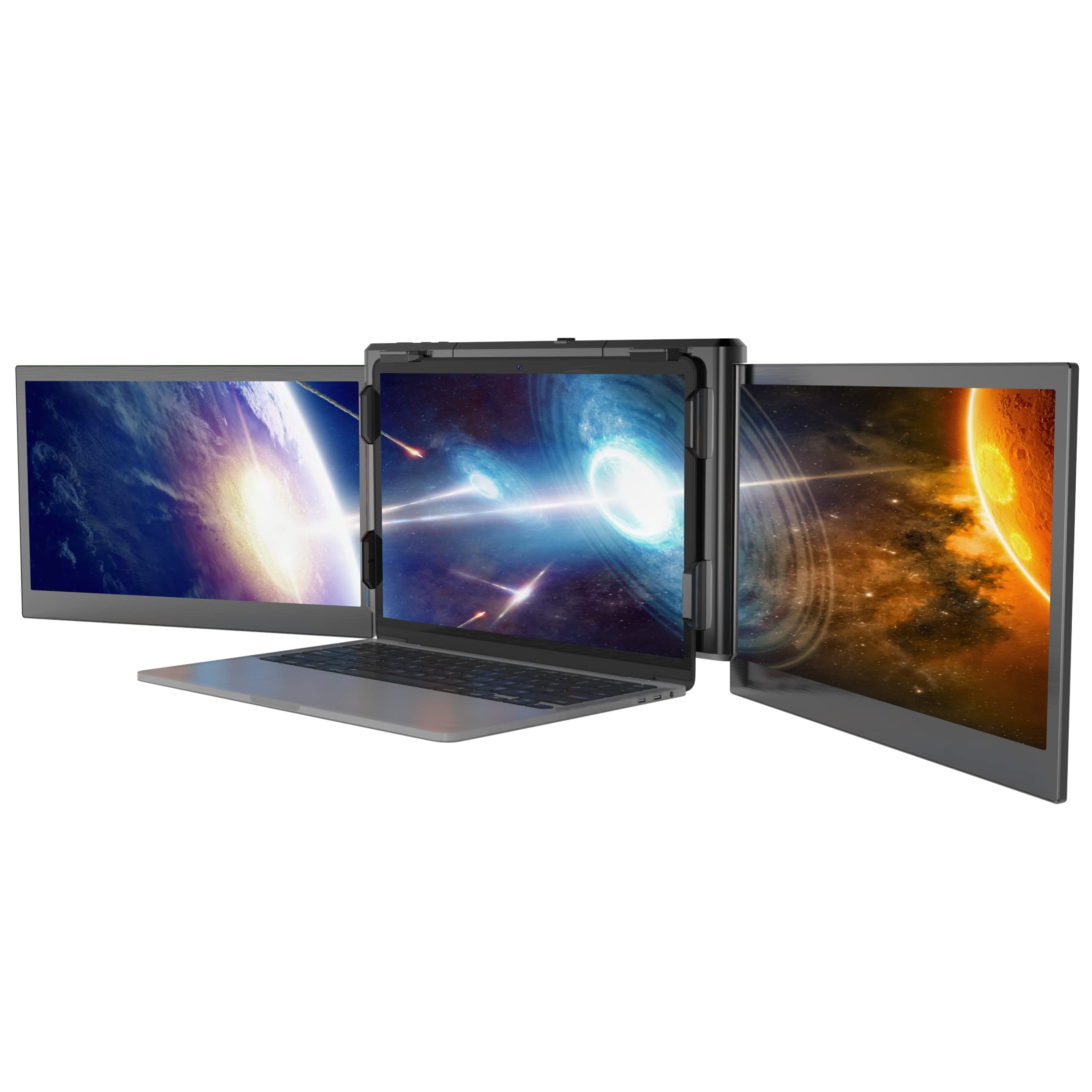 Kwumsy P2 Pro Triple Portable Monitor Laptop Screen Extender 13.3'' Multi-Function External Screen Display FHD IPS Type-C Multiple Monitor Extender Compatible with 13.3''-16.5'' Mac M1 Chip/Notebook