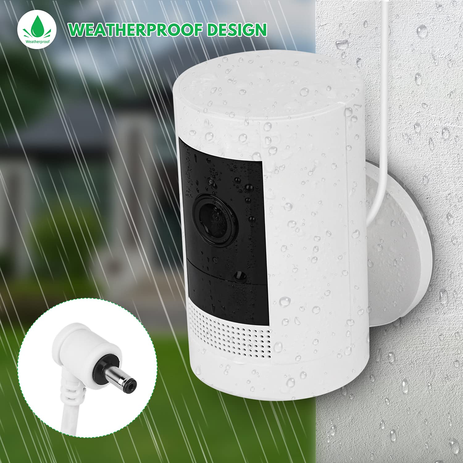 2Pack Power Adapter for Ring Stick Up Cam Battery(3rd Gen), with 30ft/9m Weatherproof Outdoor Cable Continuously Charge Your Camera, No Need to Change The Batteries
