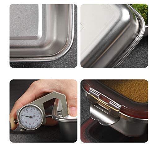 3 Pieces Stainless Steel Food Storage Container with Lids Airtight Metal Food Containers Stackable Meal Prep Leftover Containers for Freezer Fridge Oven Dishwasher Safe 600ml/1500ml/2900ml