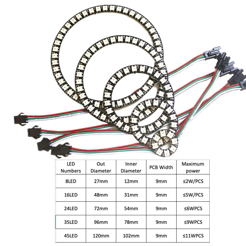 128 RGB LED Ring 128 X WS2812 5050 Full Color with Integrated Drivers 128 Bits forArduino Raspberry Pi ESP8266 Nodemcu DC5V