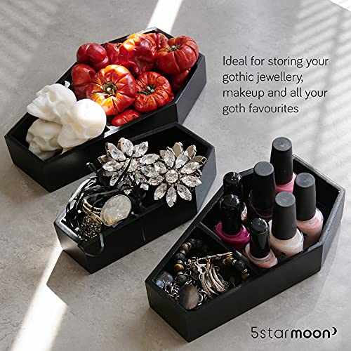 5 star moon Coffin Shelf Set of 3 Coffin Shelves Spooky Coffin Decor Black Gothic Shelves -Witchy Room Decor - Gothic Home Decor