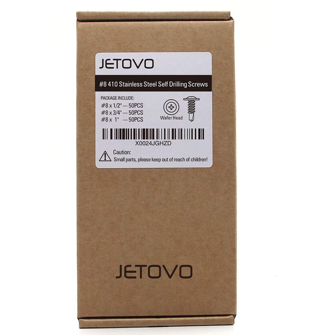 Jetovo 150 Pack 410 Stainless Steel Wafer Head Phillips Self Drilling Screws Sheet Metal Tek Screws Assortment Kit, Modified Truss Head Self Driller - Size: #8 x 1/2" #8 x 3/4" #8 x 1"