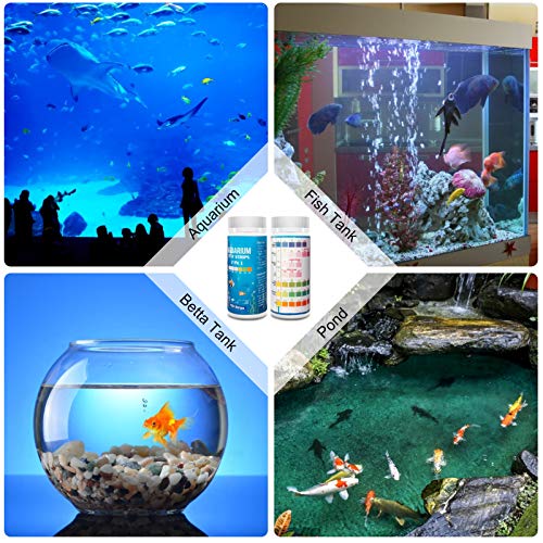 7 in 1 Aquarium Test Strips, Fish Tank Test Kit,Freshwater Saltwater Aquarium Water Test Kit to Detect pH Nitrite Nitrate Chlorine Carbonate Hardness (GH & KH)-100 Strips
