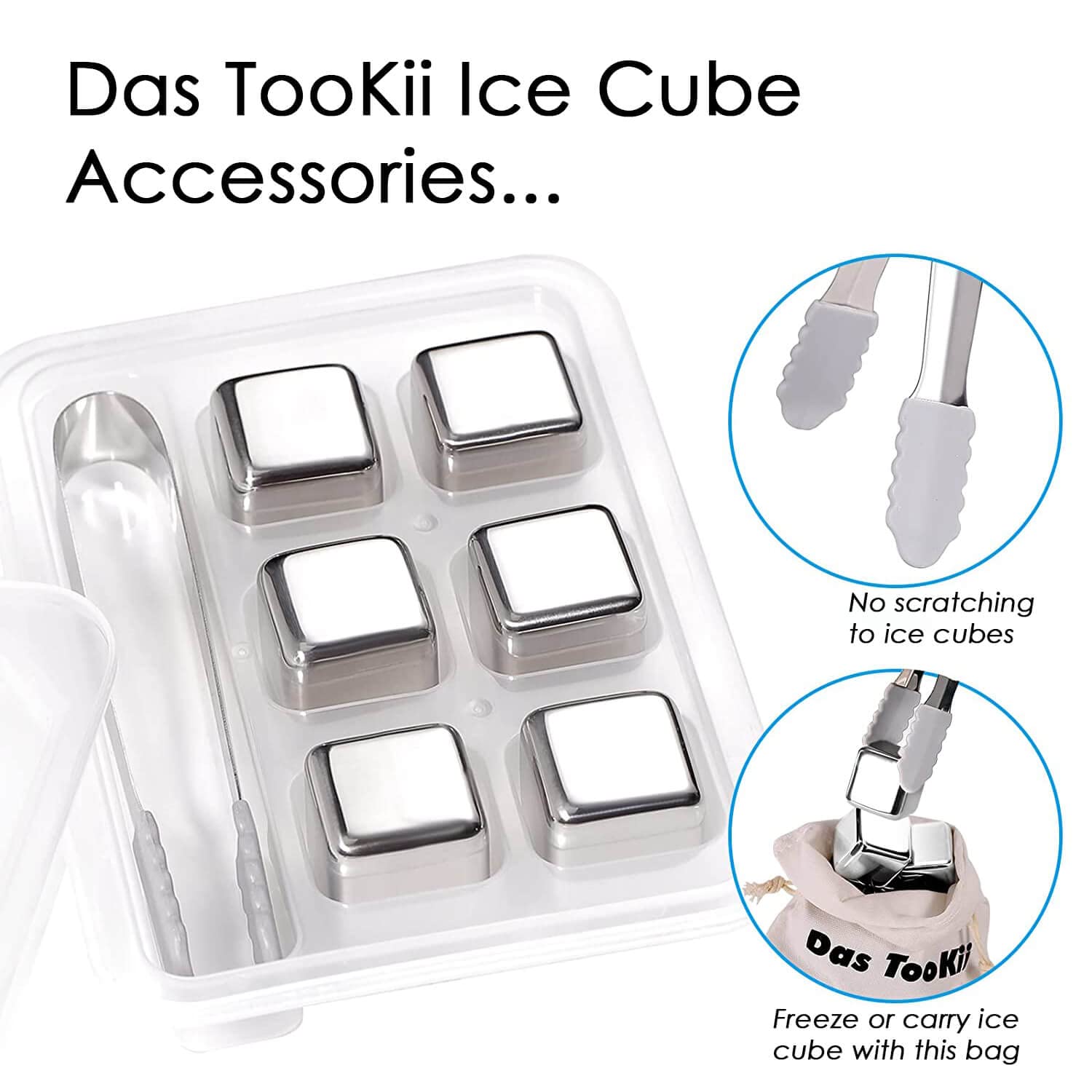 12 Pack Whiskey Stones Gift Set for Men, Das TooKii Stainless Steel Ice Cubes Chilling Stones Reusable, High Cooling Rocks Metal Ice Cube for Drinks Beverage Wine with Ice Tongs & Freezer Storage Box