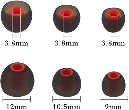 ALXCD Ear Tips Compatible with JBL Tune 125TWS Headphones, 6 Pairs S M L Sizes Replacement Silicone Earbud Tips, Compatible with JBL Tune 125TWS,Black/Red