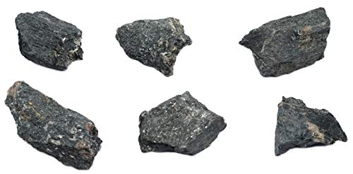 6PK Raw Hornblende, Amphibole Mineral Specimens - Approx. 1" - Geologist Selected & Hand Processed - Great for Science Classrooms - Class Pack - Eisco Labs