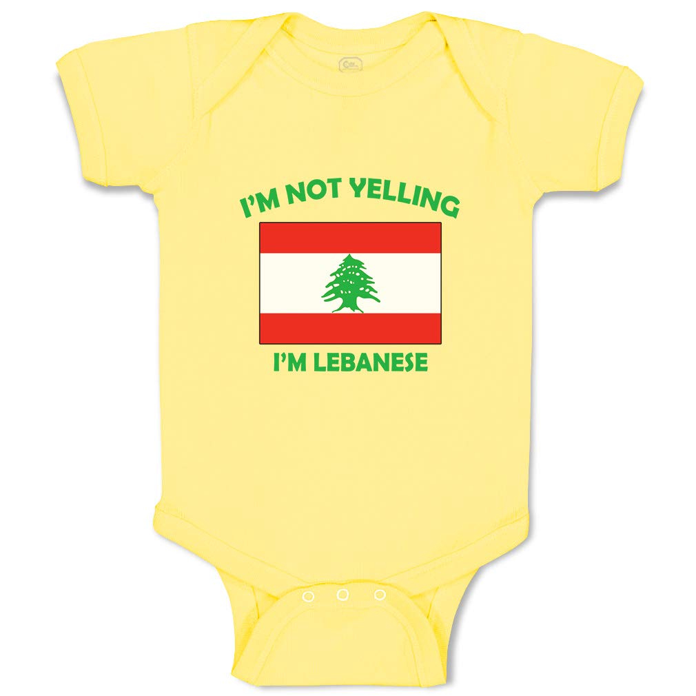 Custom Boy & Girl Baby Bodysuit I'm Not Yelling I Am Lebanese Lebanon Funny Cotton Baby Clothes Yellow Design Only Newborn