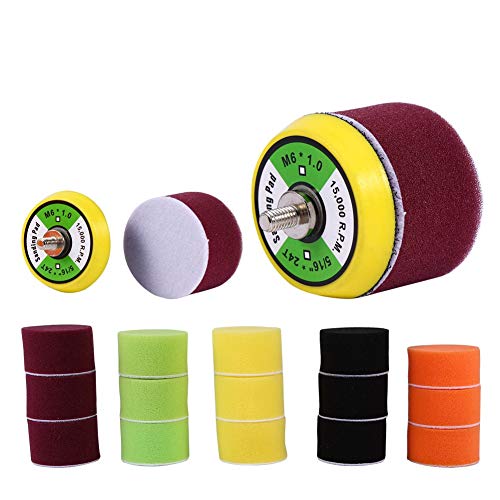 16pcs 2" Buffing Polishing Pad Buffing Pad Kit, Car Sponge Buff Pad Drill Adapter Grip Backing Plate M6 for Buffer Polisher Sanding Waxing Cutting