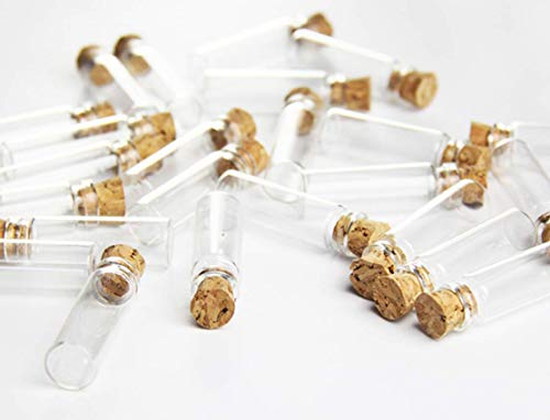 1ML Small Mini Tall Clear Glass Bottles/Jars with Corks Stoppers for Arts & Crafts, Projects, Decoration, Party Favors+ 50 Pcs Gold Metal Eye Hook Pin Screws,50 Pcs