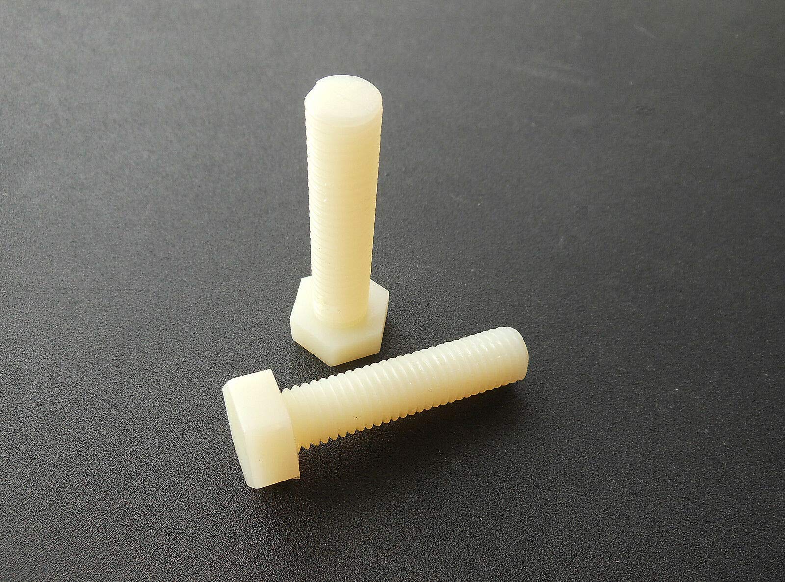 50pc M8 x 45mm Hex Nylon Screws hex Bolts Screws White