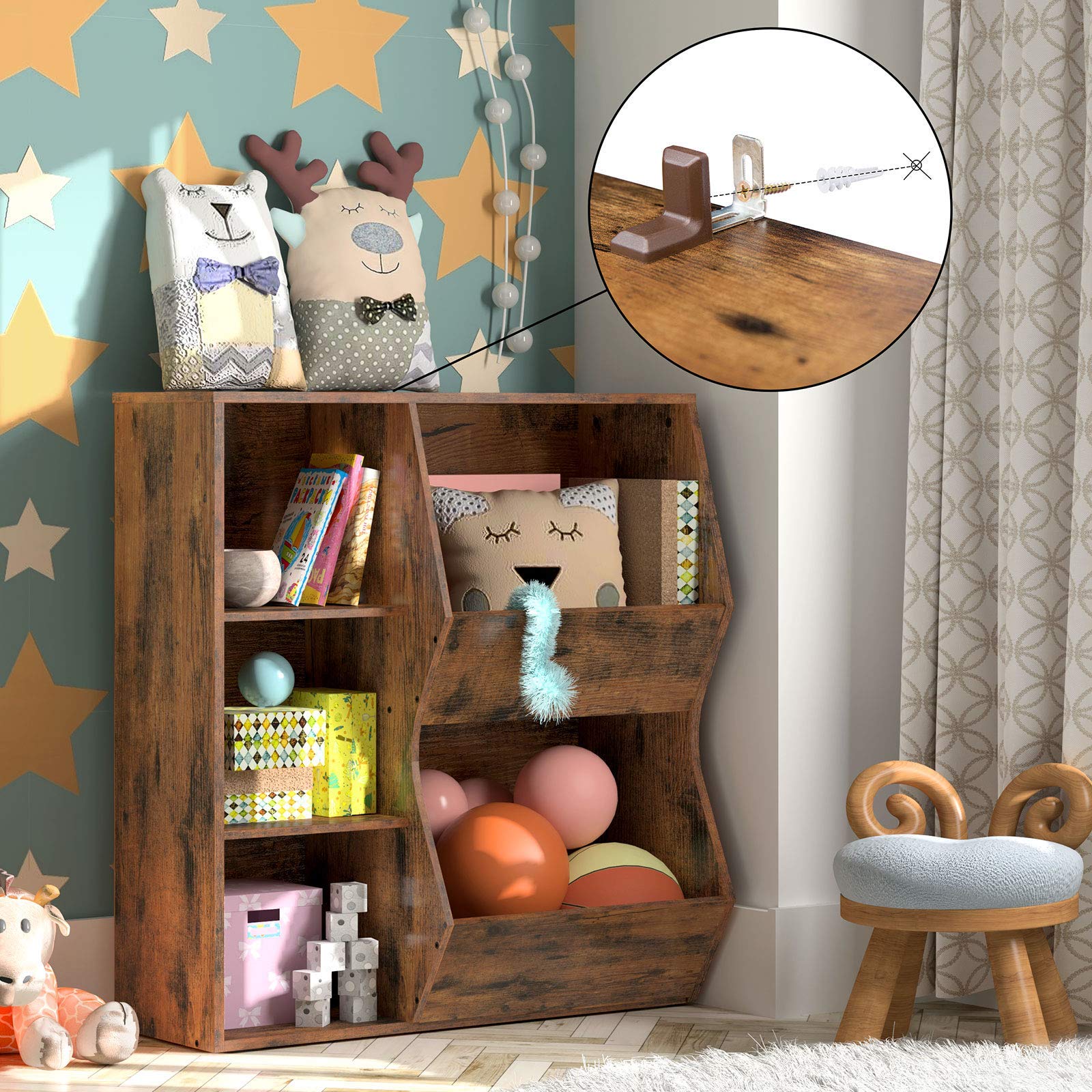 HOOBRO Storage Chest and Kids Bookshelf, Wooden Storage Box, Toy Storage Organizer BF75CW01-BF31CW01