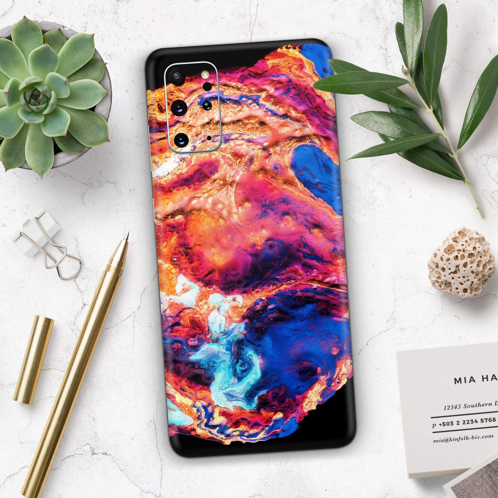 DesignSkinz Liquid Abstract Paint V72 Protective Vinyl Decal Wrap Skin Cover Compatible with The Samsung Galaxy S20 (Screen Trim & Back Glass Skin)