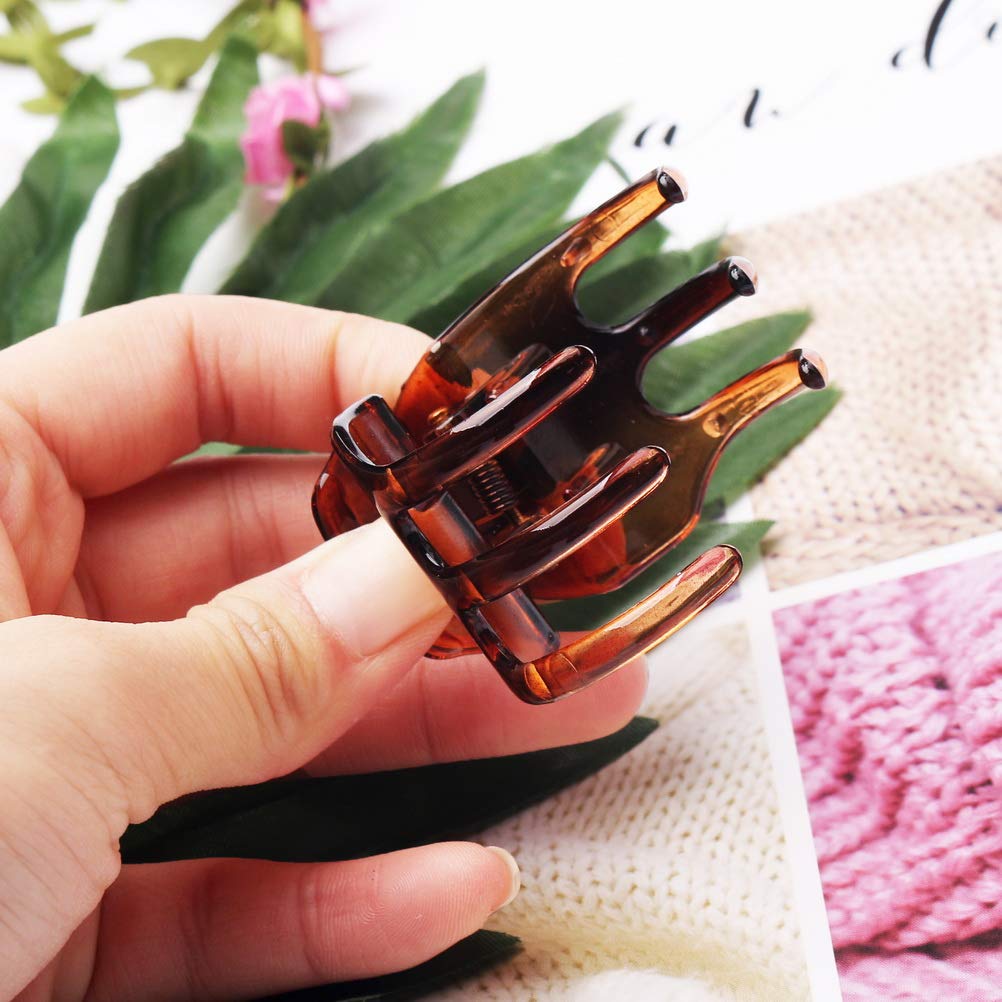 12 Pieces Medium Size Hair Claw Clamp 1.3 Inch No-Slip Grip Jaw Clips for Women and Girls Stocking Stuffers(Black and Brown)