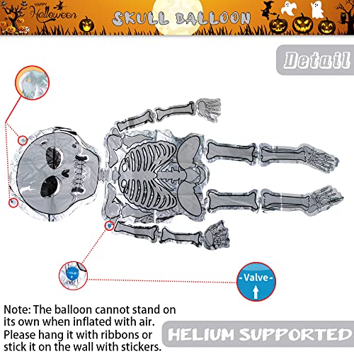 2-pack 52-inch Skull Balloon, Helium Foil Balloon For Halloween Party Decoration Supplies, Nightmare Before Christmas Balloons