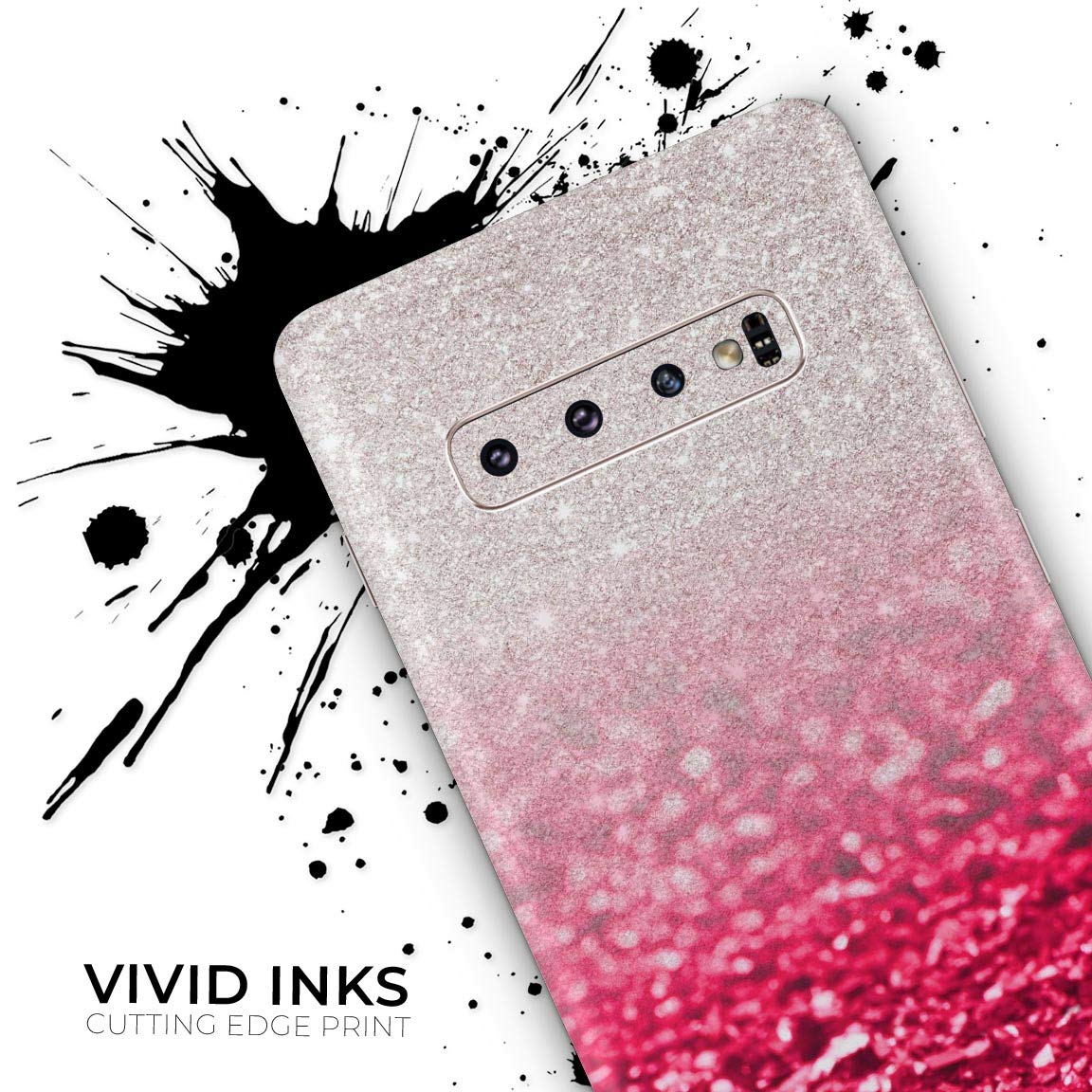 DesignSkinz Red & Silver Glimmer Fade Protective Vinyl Decal Wrap Skin Cover Compatible with The Samsung Galaxy S20 (Screen Trim & Back Glass Skin)