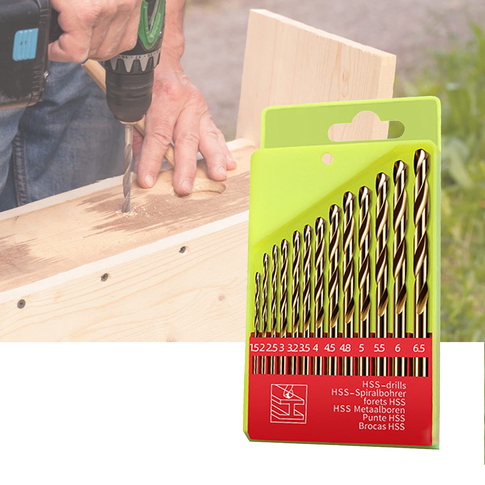 10Pcs/13Pcs M35 Twist Drill Bit Sturdy Fast Chip Removal U-shaped Spiral Groove Round Shank Twist Drilling Bits for Woodworking - Professional13pcs