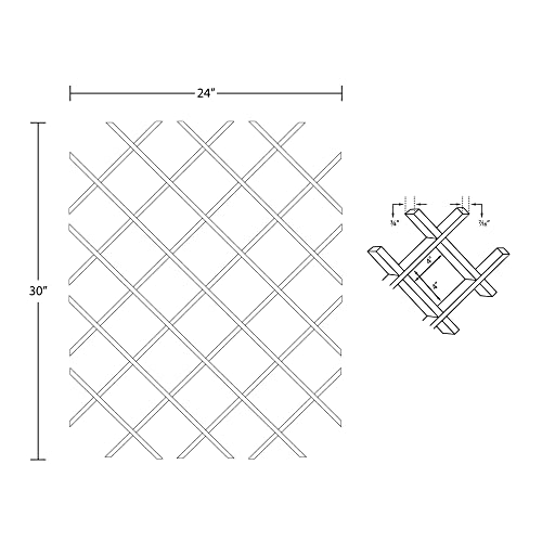18-Bottle Trimmable Wine Rack Lattice Panel Inserts in Unfinished Solid North American Hard Maple