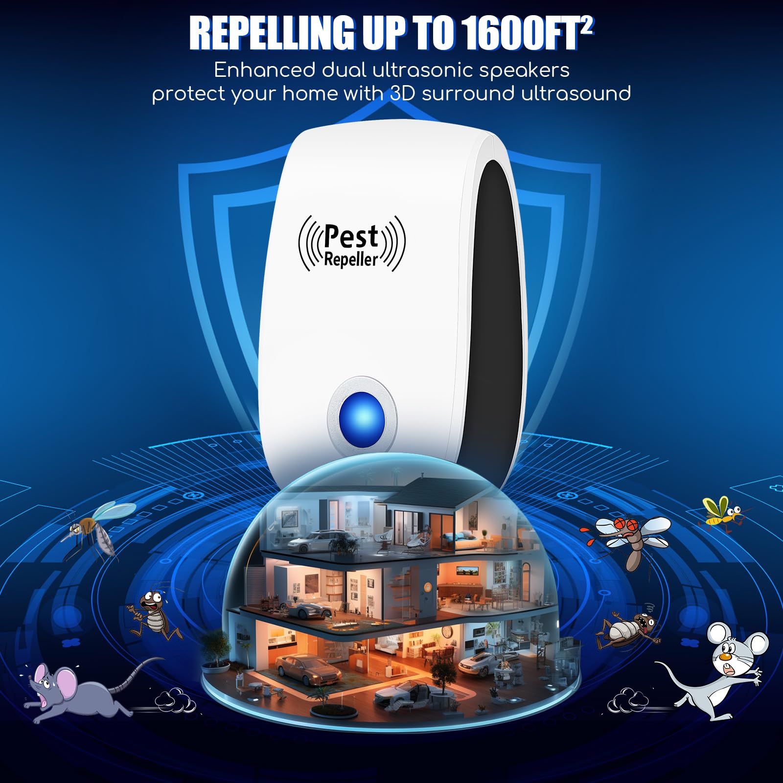 10Pack Upgraded Ultrasonic Pest Repeller Electronic Mouse Repellent Ultrasonic Plug in Rodent Repellent Indoor Sonic Electronic Plug in Pest Controlfor Insect,AntBugs,Mosquito,Rat,Spide,Cockroach